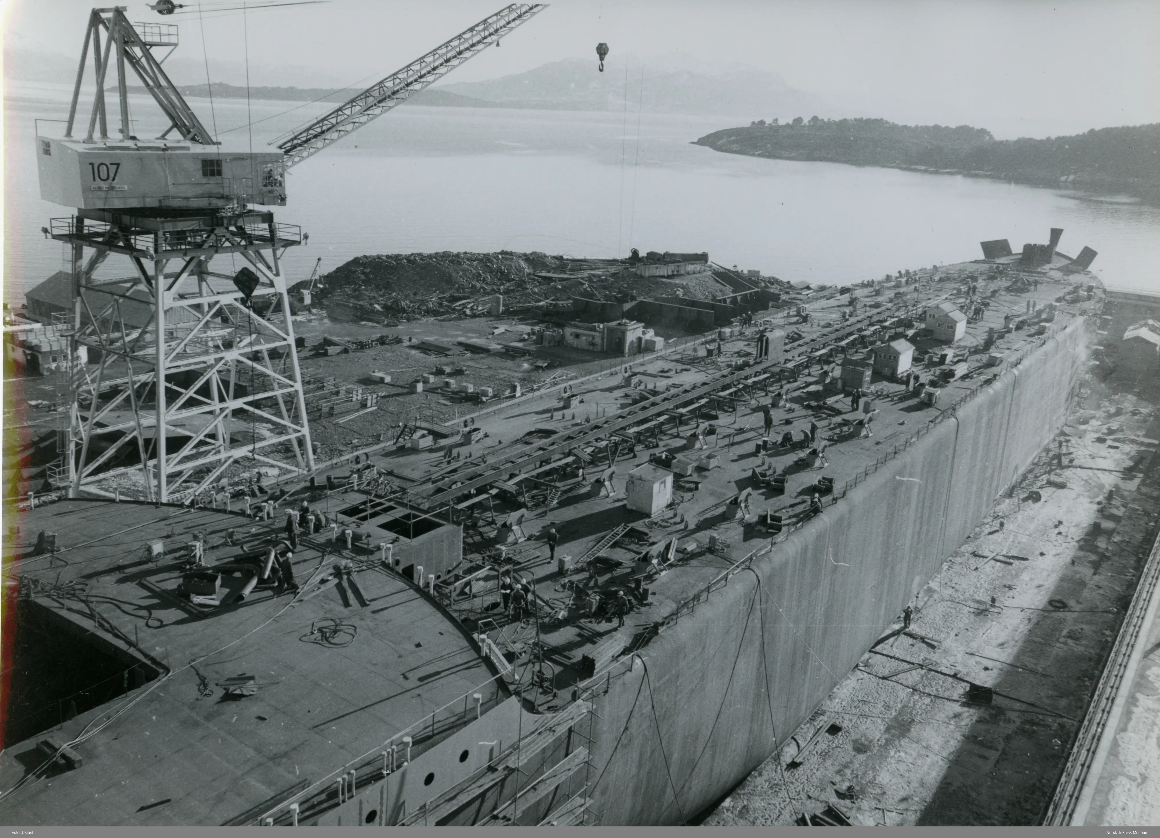 Tankeren M/S Bello, B/N 542 under bygging på Stord Verft 2. mars 1963 ...