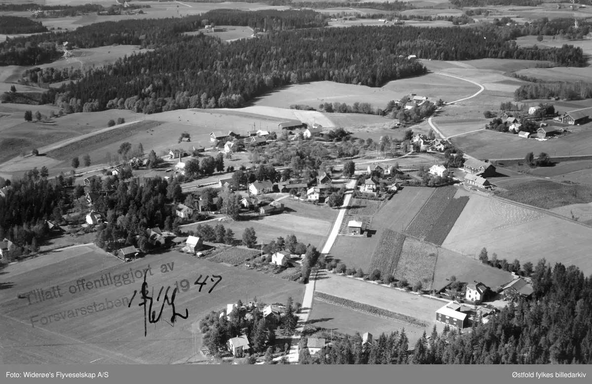 Oversitksbilde over Eidsberg 1947. - Østfold fylkes billedarkiv ...