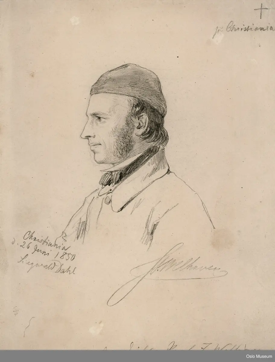 Portrett av: Welhaven, Johan Sebastian Cammermeyer [blyanttegning ...