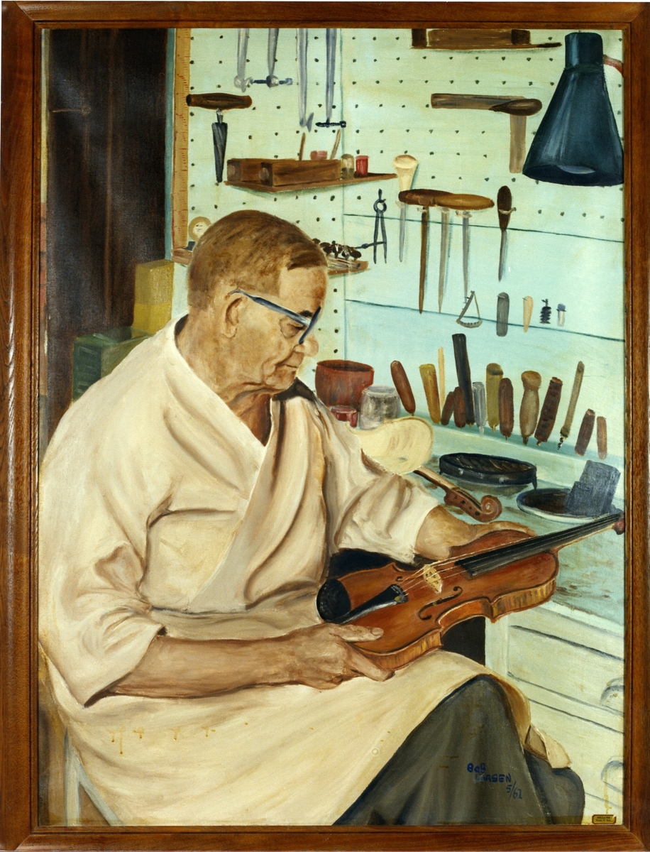 Teikning av felemakaren Gunnar G. Helland i USA. - Bø Museum ...