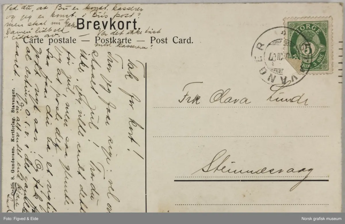 Postkort med bilde av utsikten over Hillevågsvannet i Stavanger ...