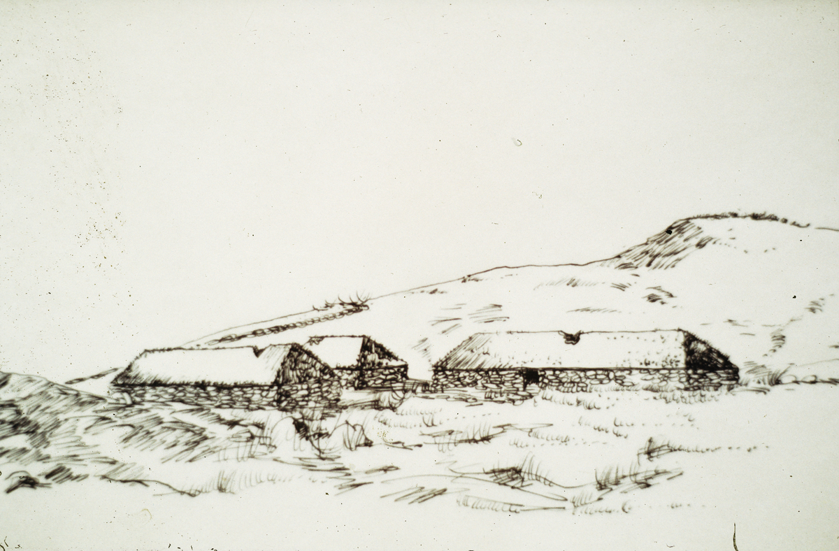 Tegning av Jernaldergården. - Arkeologisk museum, Universitetet i ...