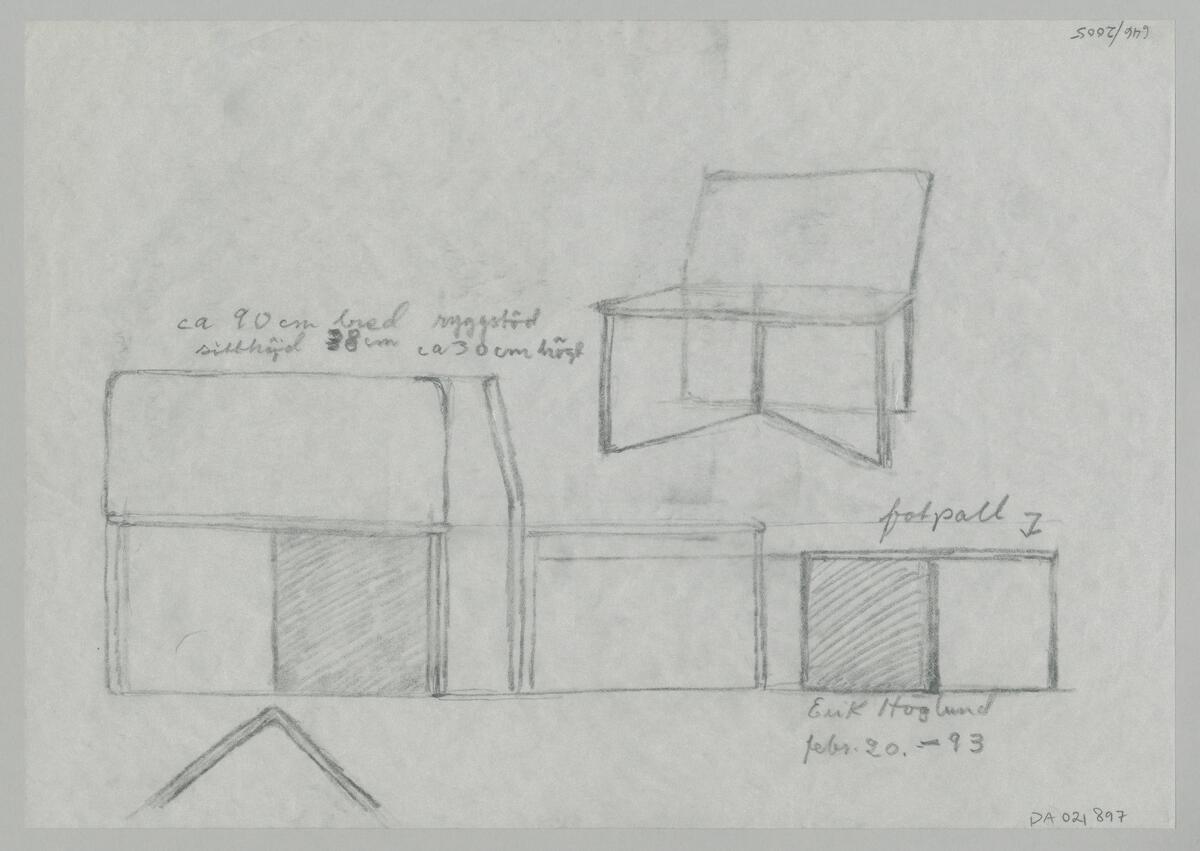 Möbler, saltsjöbadens sjukhus [skiss] - Designarkivet / DigitaltMuseum