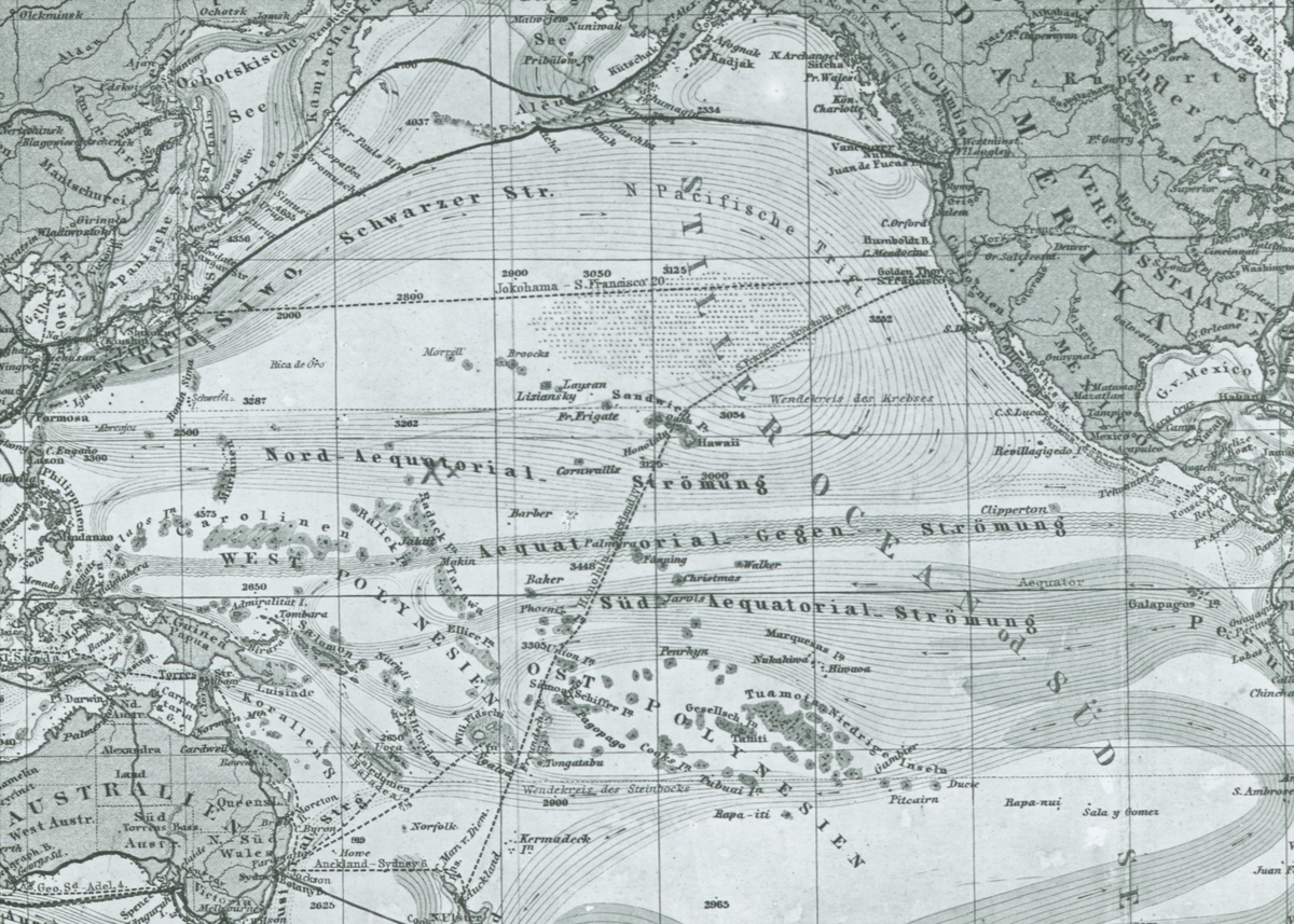 Karta över Stilla havet. - Tekniska museet / DigitaltMuseum