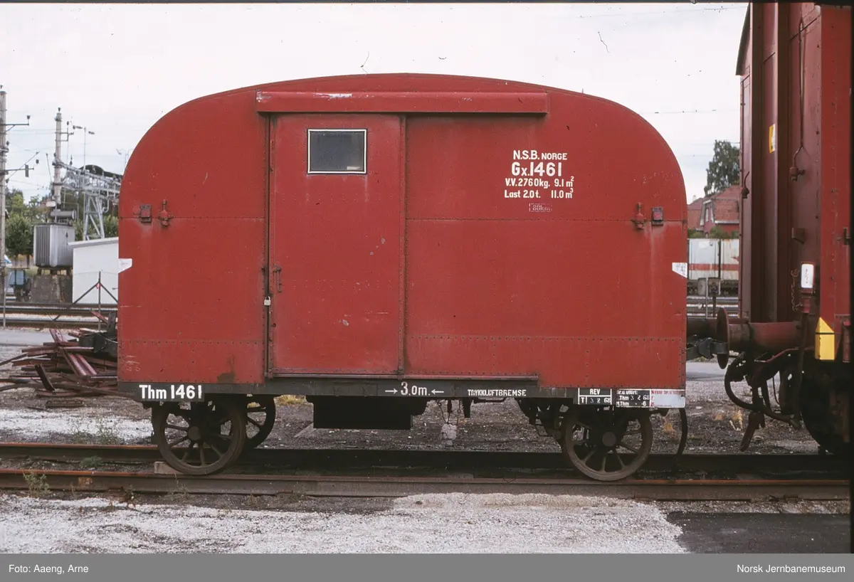 Godstilhengervogn litra Gx nr. 1461 på Hamar stasjon - Norsk ...