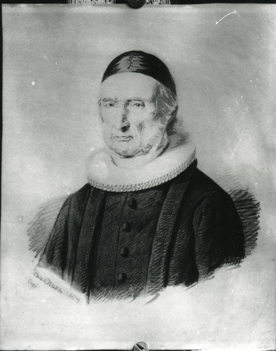 Portrett av prest etter tegning av Chr. Olsen 1854 - Hallingdal museum ...