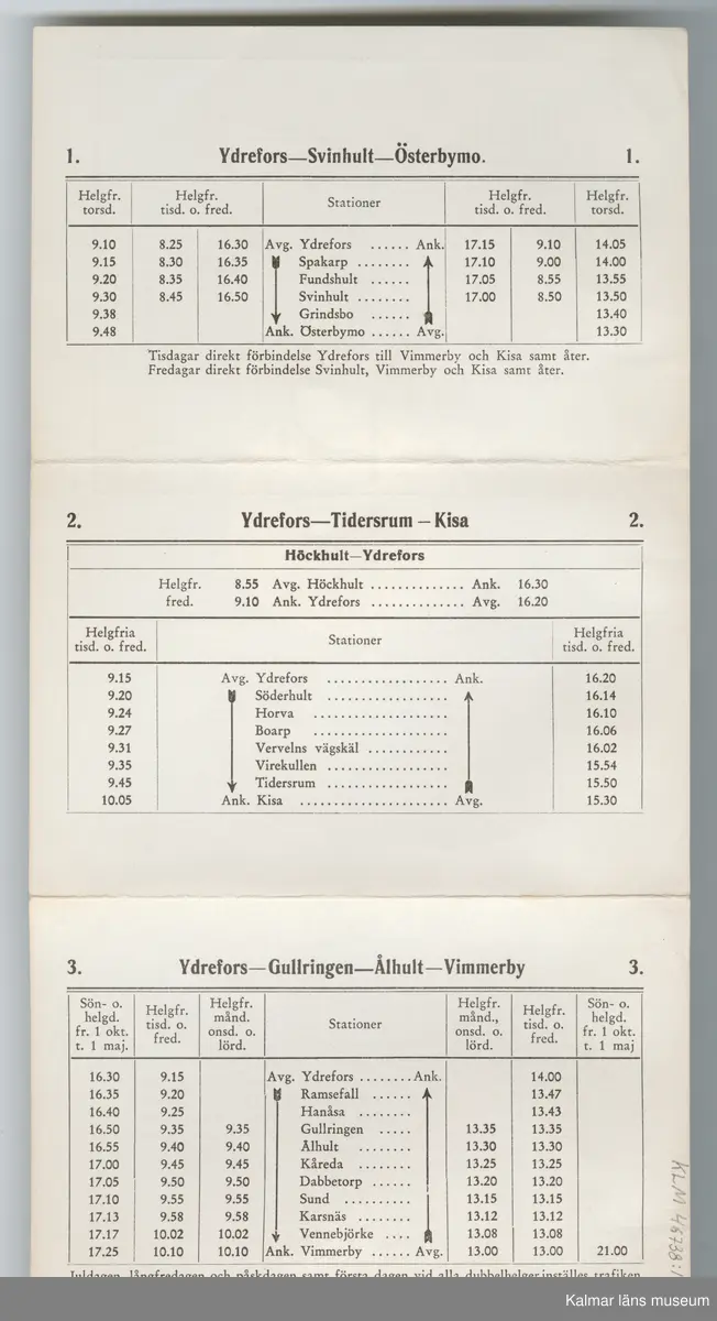 Tidtabell - Kalmar läns museum / DigitaltMuseum