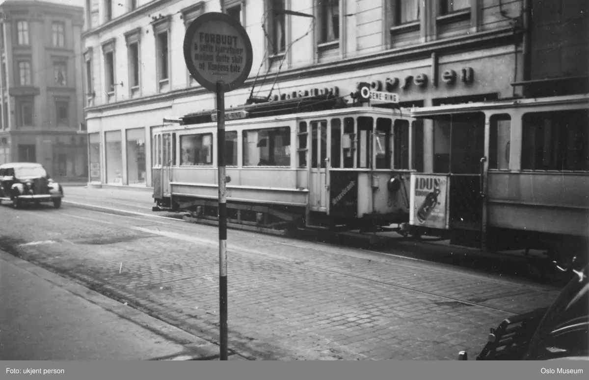 Sagene-Ring-trikk på Karl Johan. - Oslo Museum / DigitaltMuseum