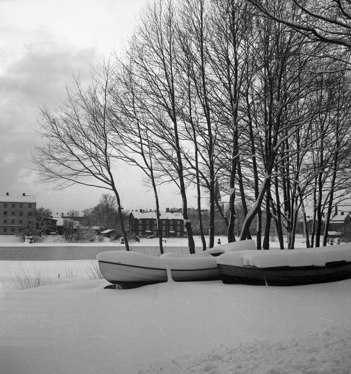 Vinter i Karlstad på 1930-talet. - Värmlands Museum / DigitaltMuseum
