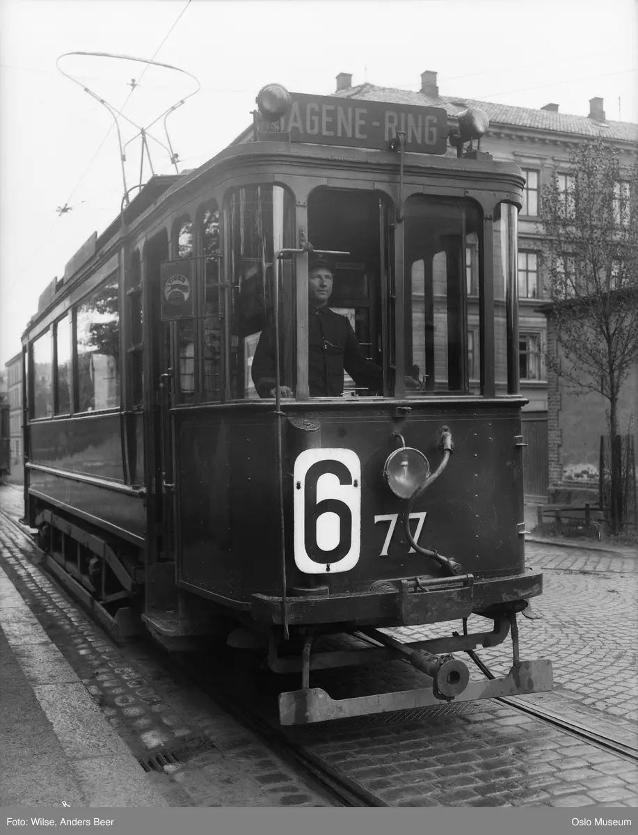Sagene-Ring, trikk i Sporveisgata - Oslo Museum / DigitaltMuseum