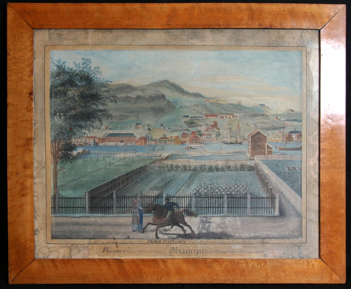 Prospekt av Bragernes etter brannen 1817 [Tegning] - Drammens Museum ...