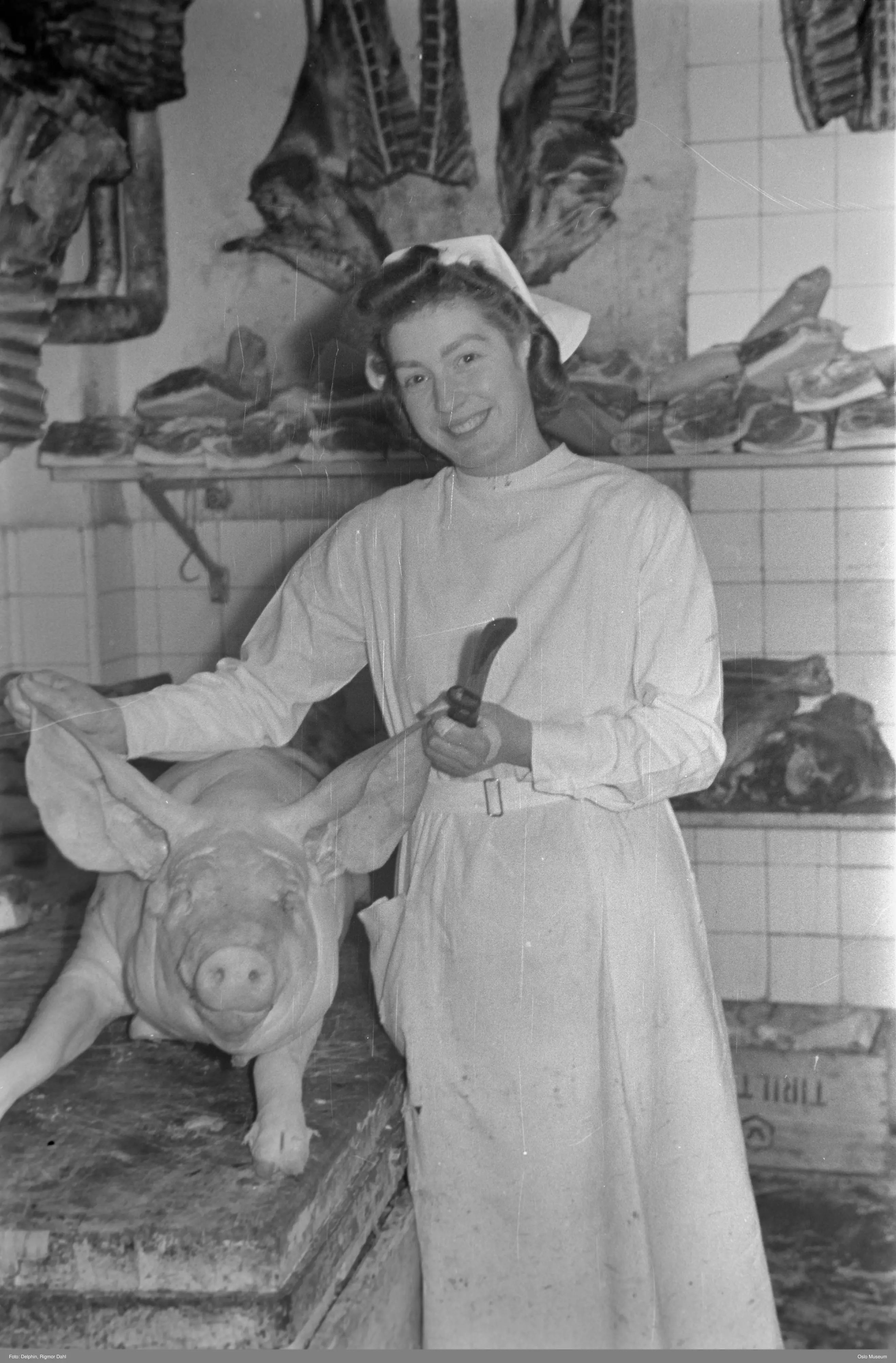 Hos Axel Jensen pølsefabrikk. - Oslo Museum / DigitaltMuseum