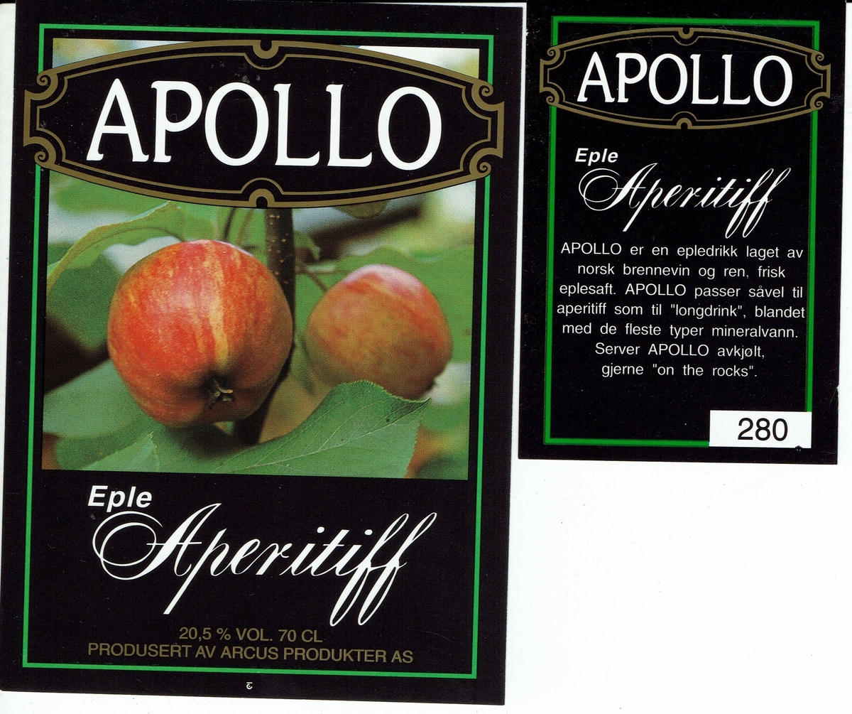 Apollo Eple Aperitiff. 20.5 % vol. Produsert av Arcus Produkter AS ...