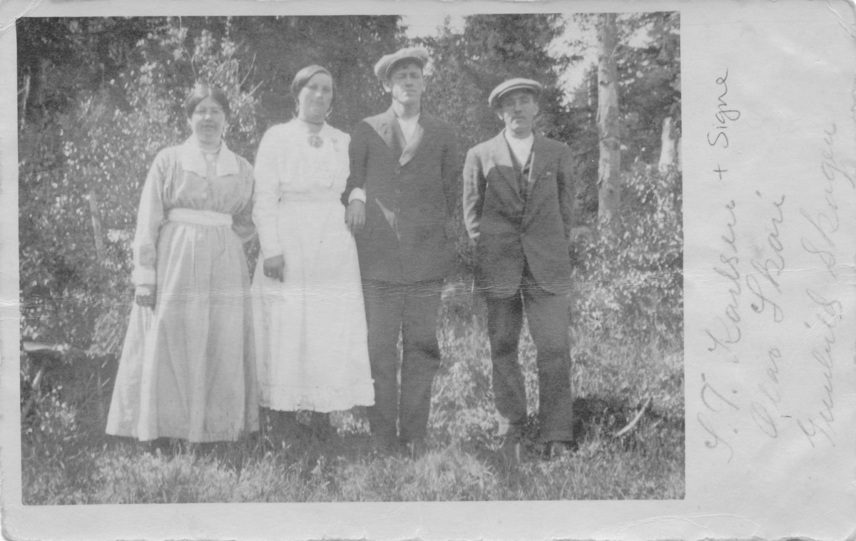 Signe og Teodor Karlsen, Olav Skare og Gunhild Skogen, arbeidarar ...