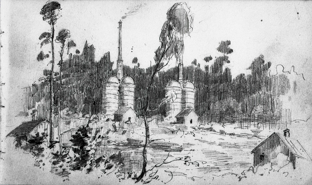 Teckning av Axel Peter 1882. - Kalmar läns museum / DigitaltMuseum