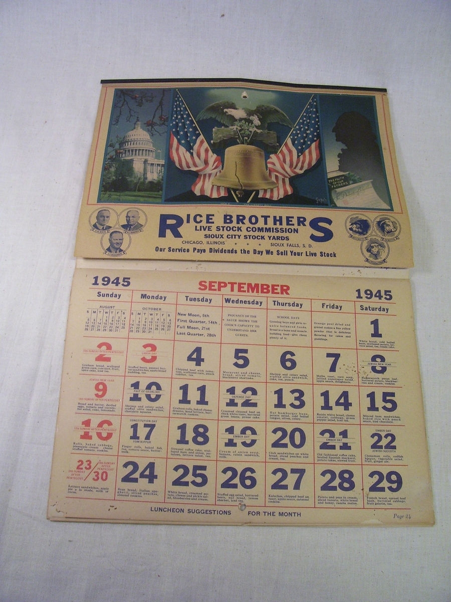 Kalender 1945 - Anno Norsk utvandrermuseum / DigitaltMuseum