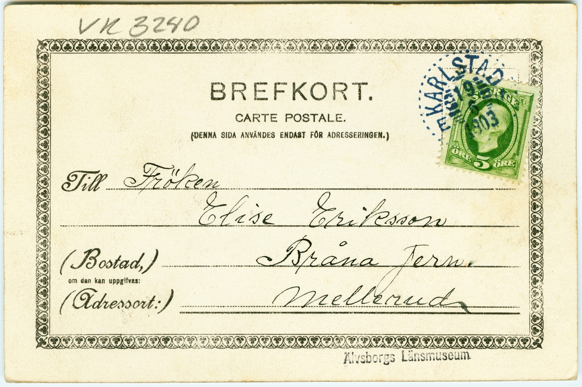 Brevkort. Karlstad, stora torget - Vänersborgs museum / DigitaltMuseum