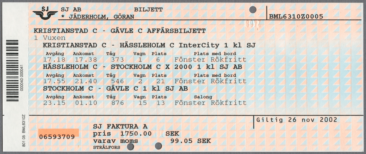 Affärsbiljett - Järnvägsmuseet / DigitaltMuseum