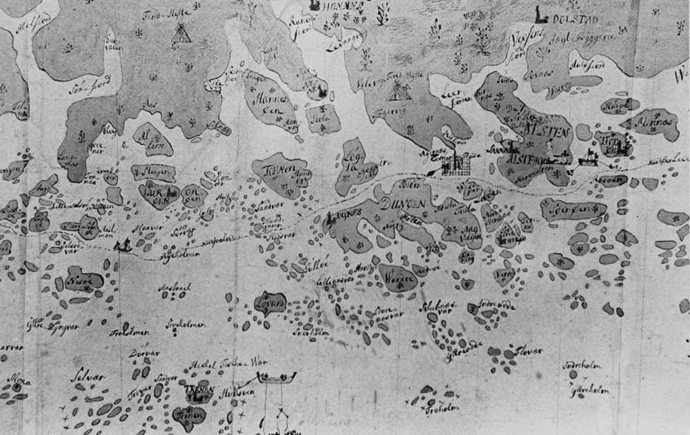 Helgeland. Avfotografering av et kart som viser kysten på Helgeland i ...