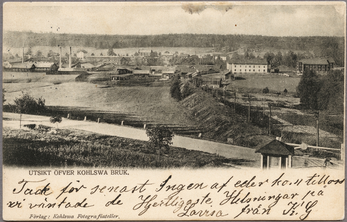 Vy över Kolsva bruk. - Järnvägsmuseet / DigitaltMuseum