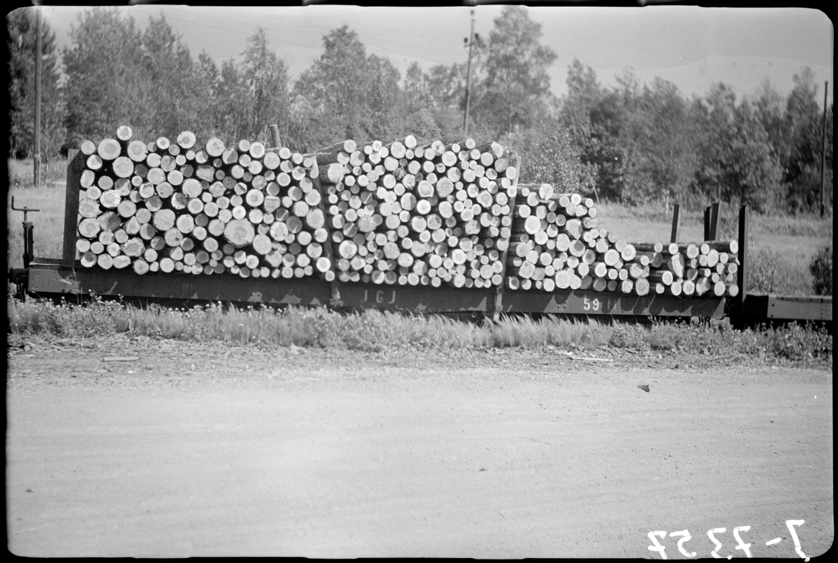 Jönköping - Gripenbergs Järnväg, JGJ M 59 timmervagn vid Aspa Bruk ...