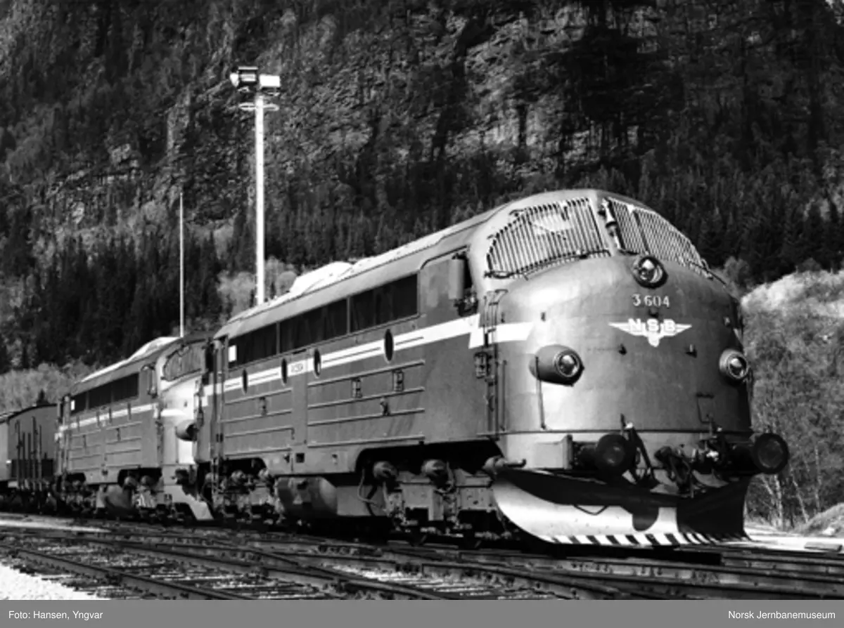 Diesellokomotiv Di 3 604 foran godstog på Grong stasjon - Norsk ...